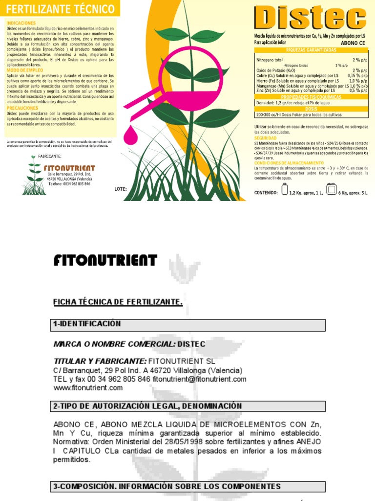DISTEC | PDF | Melaza | Fertilizante