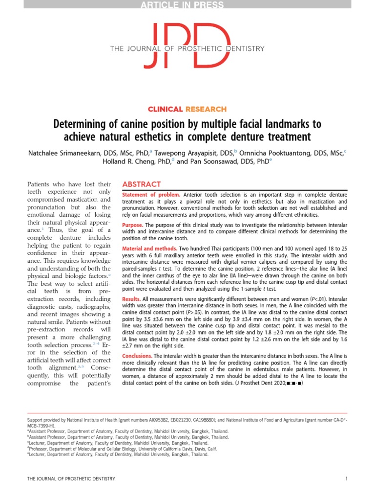 Determining of Canine Position by Multiple Facial Landmark Achieve ...