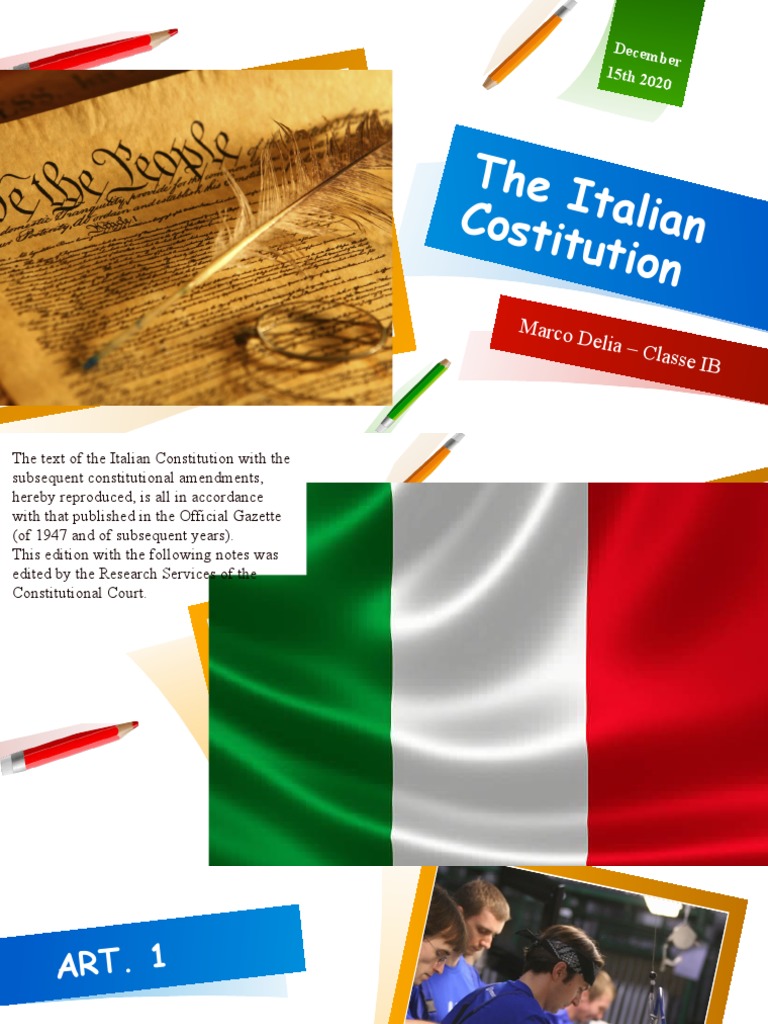 The Italian Costitution: Marco Delia - Classe IB | PDF