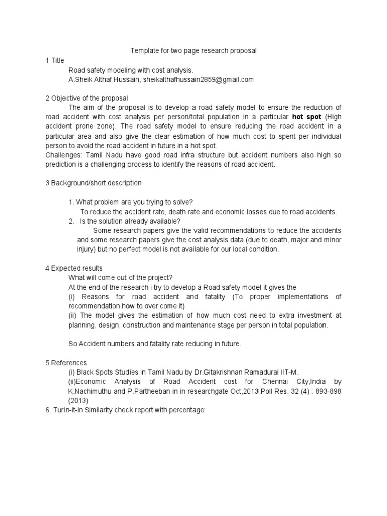 Template For Two Page Research Proposal | PDF