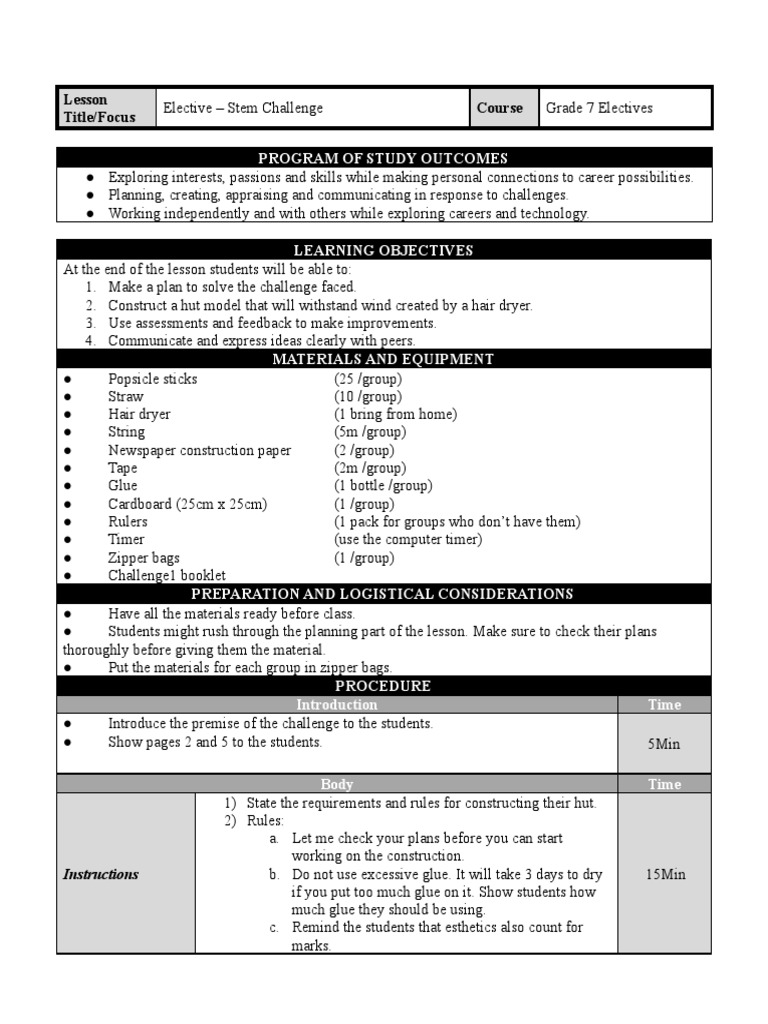 March 22 Elective Deserted Island Stem Challenge | PDF | Education ...