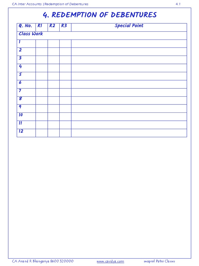 Journal Entries for Debenture Redemption | PDF | Equity (Finance ...