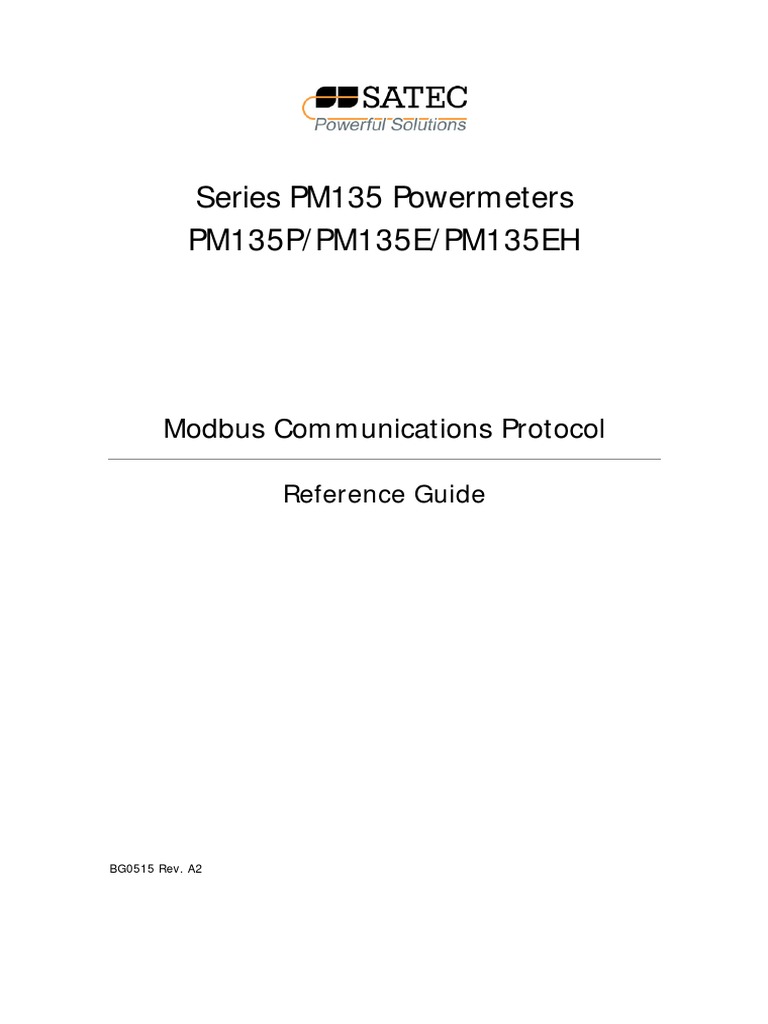 Series PM135 Powermeters PM135P/PM135E/PM135EH: Modbus Communications Protocol | PDF | Integer ...
