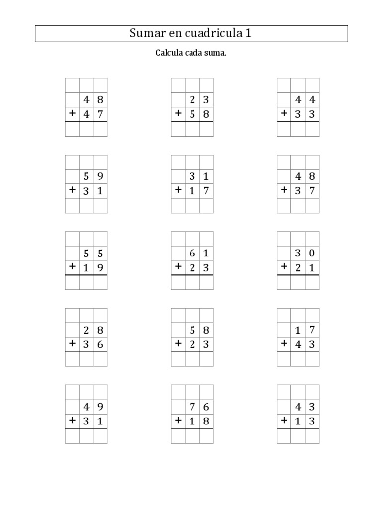 Suma Cuadricula 1 | PDF