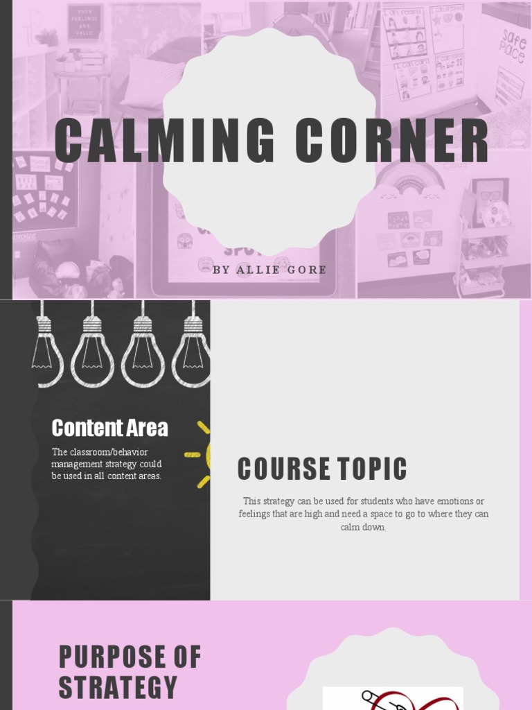 Edu 472 Calming Corner | PDF | Classroom | Teachers