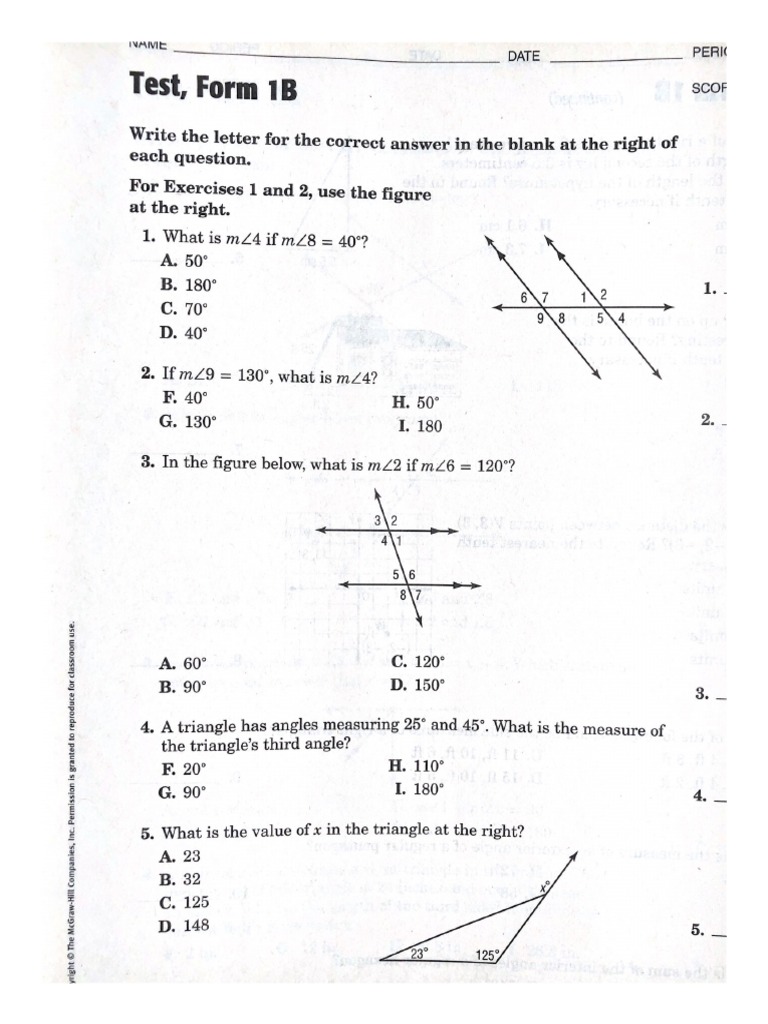 Test, Form 1B | PDF