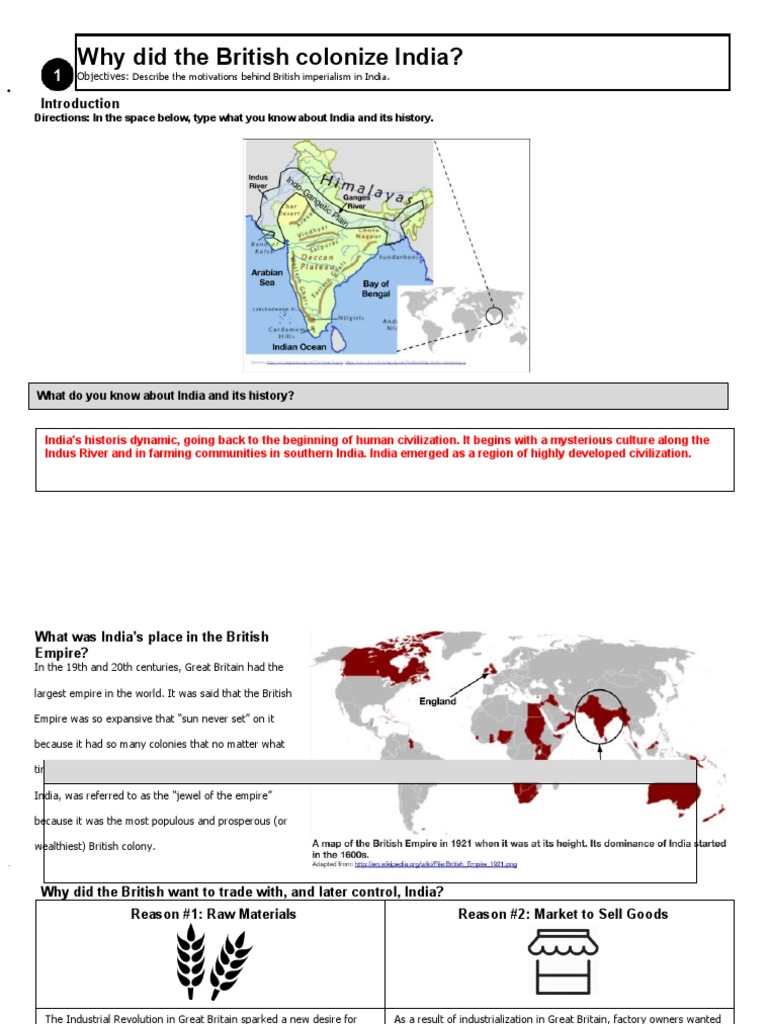 British Imperialism in India In-Class Activity | PDF | East India ...