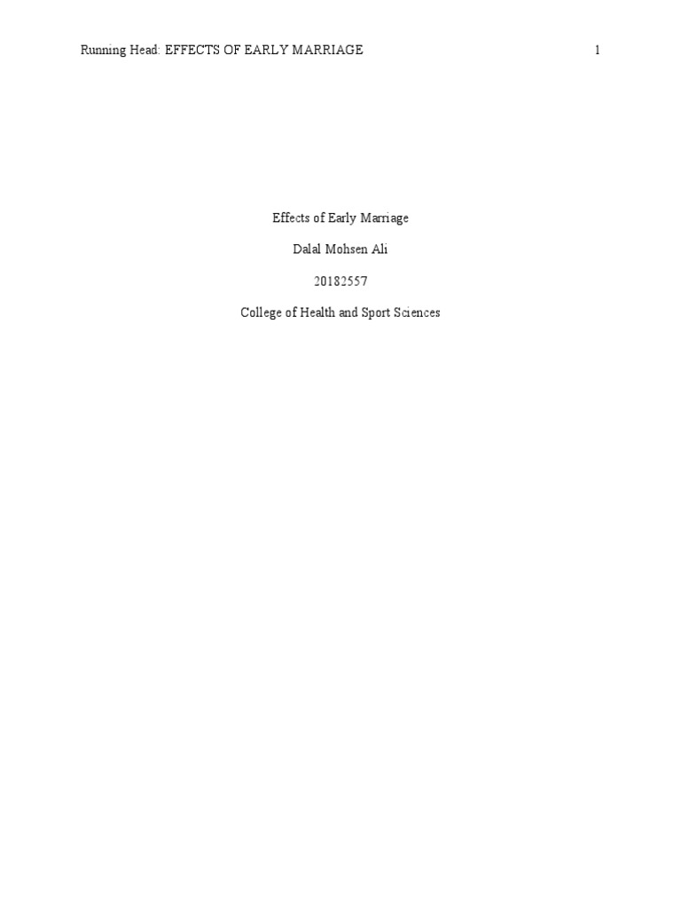 Effects of Early Marriage | PDF | Child Marriage | Risk