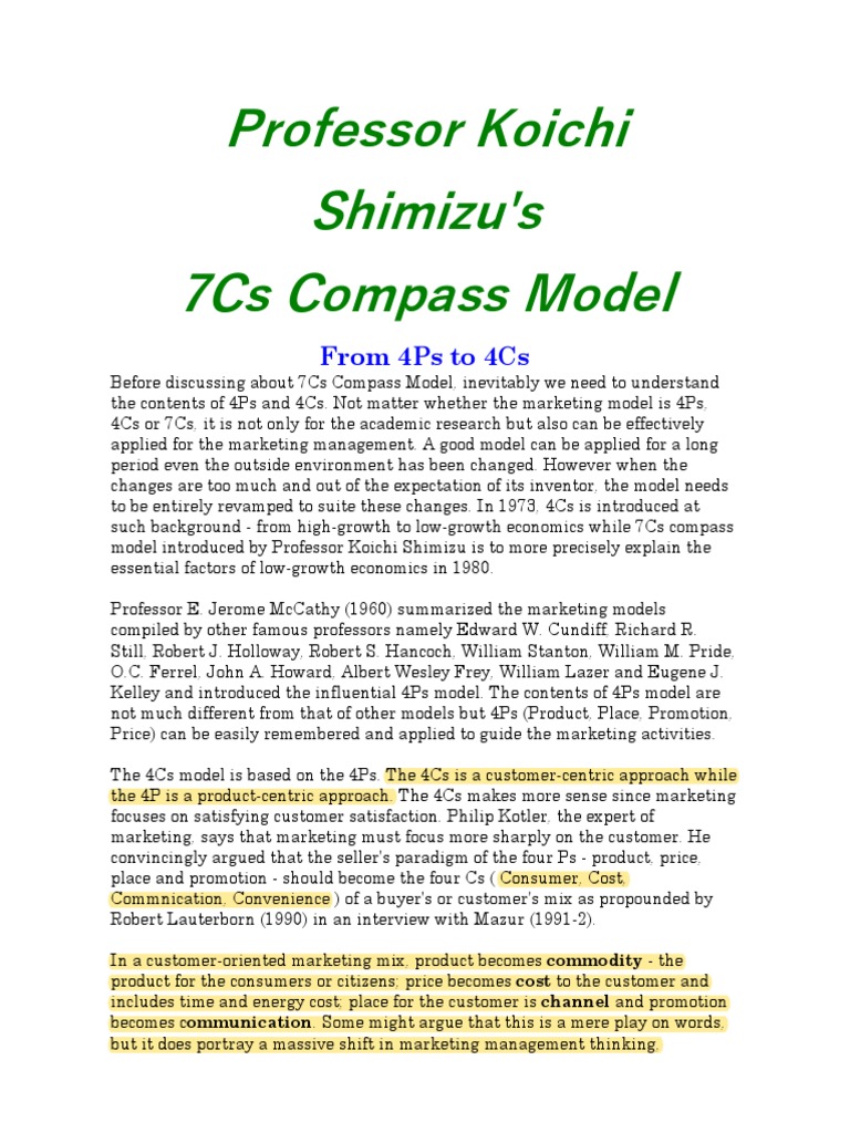 4 - Professor Koichi Shimizu's 7Cs Compass Model | PDF | Business