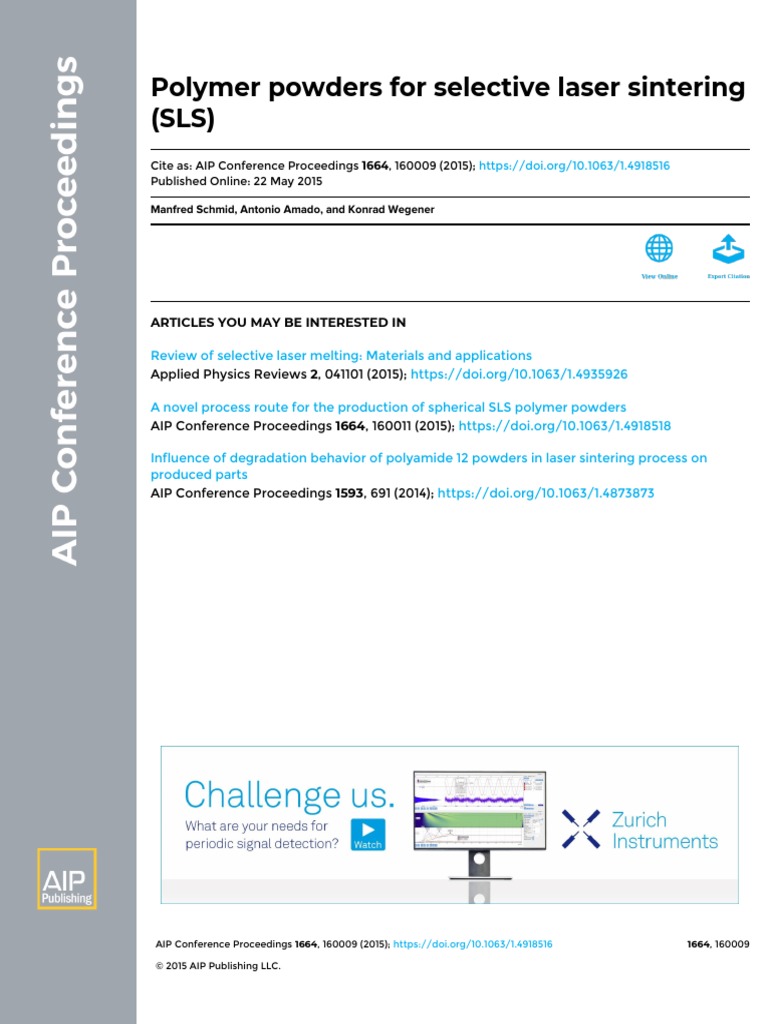 Polymer Powders For Selective Laser Sintering (SLS) | PDF