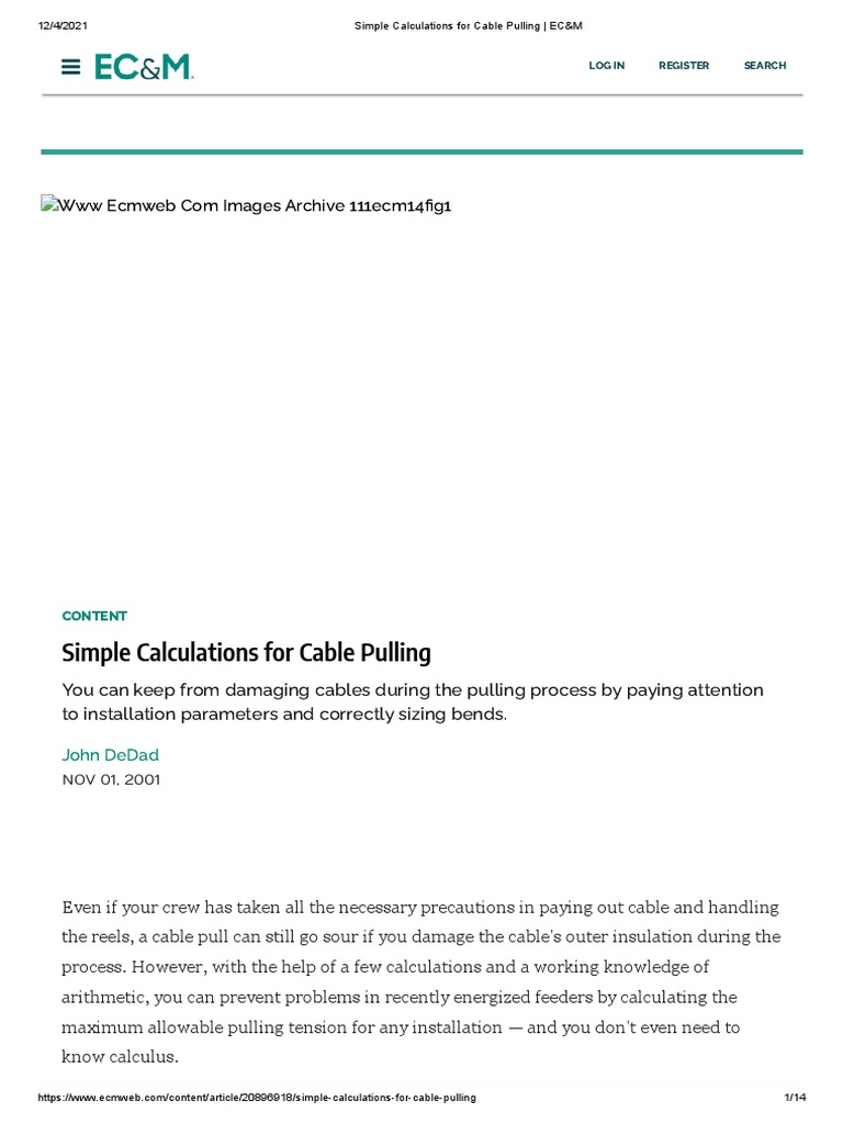 Simple Calculations For Cable Pulling - EC&M | PDF | Technology ...