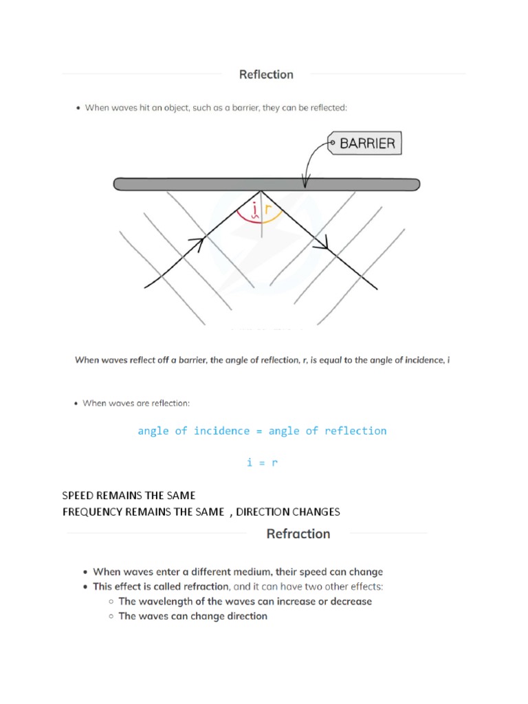 WAVES Reflection, Refraction, Diffraction | PDF
