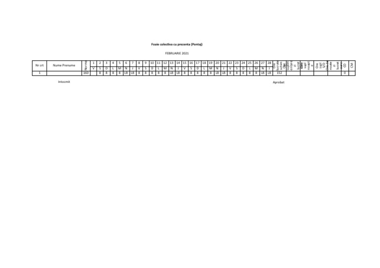 Pontaj 2021 Excel | PDF