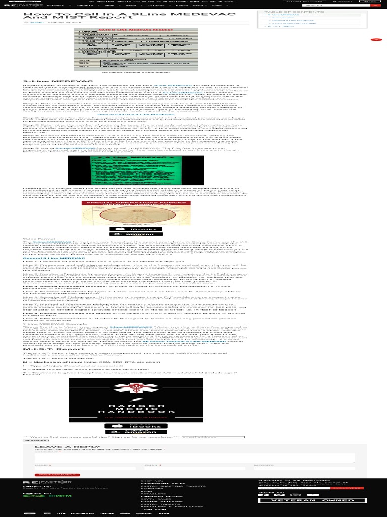 How To Call in A 9line MEDEVAC and MIST Report | PDF | Clinical ...