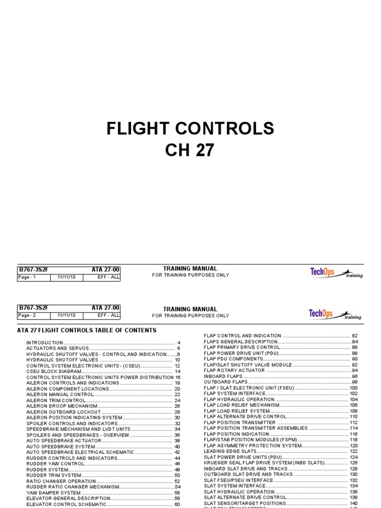 Flight Controls CH 27: Training Manual B767-3S2F Ata 27-00 | PDF