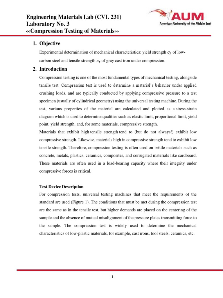 Compression Test For Metals | PDF | Strength Of Materials | Deformation ...