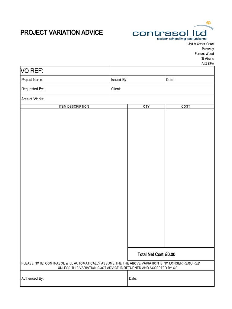 001 - Vo Advice Form | PDF