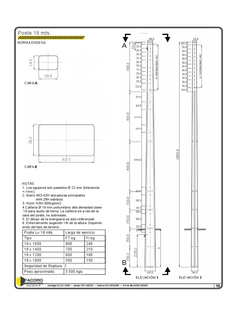 Poste Hormigon 18m ENDESA | PDF