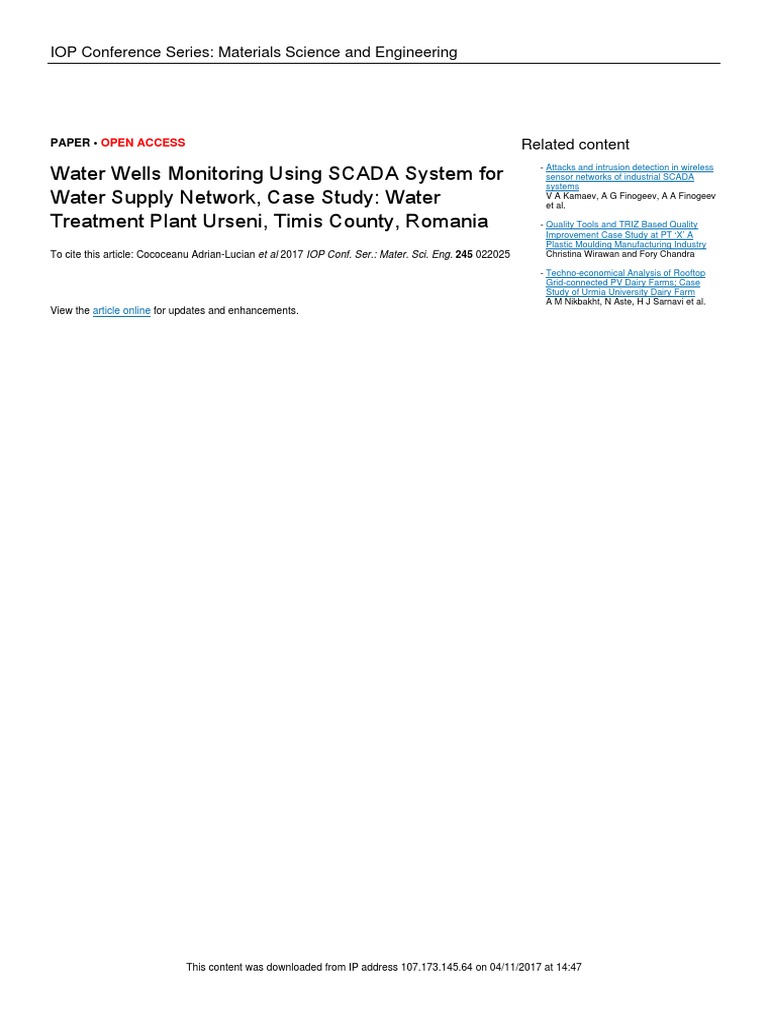 Water Wells Monitoring Using SCADA System For Water Supply Network ...