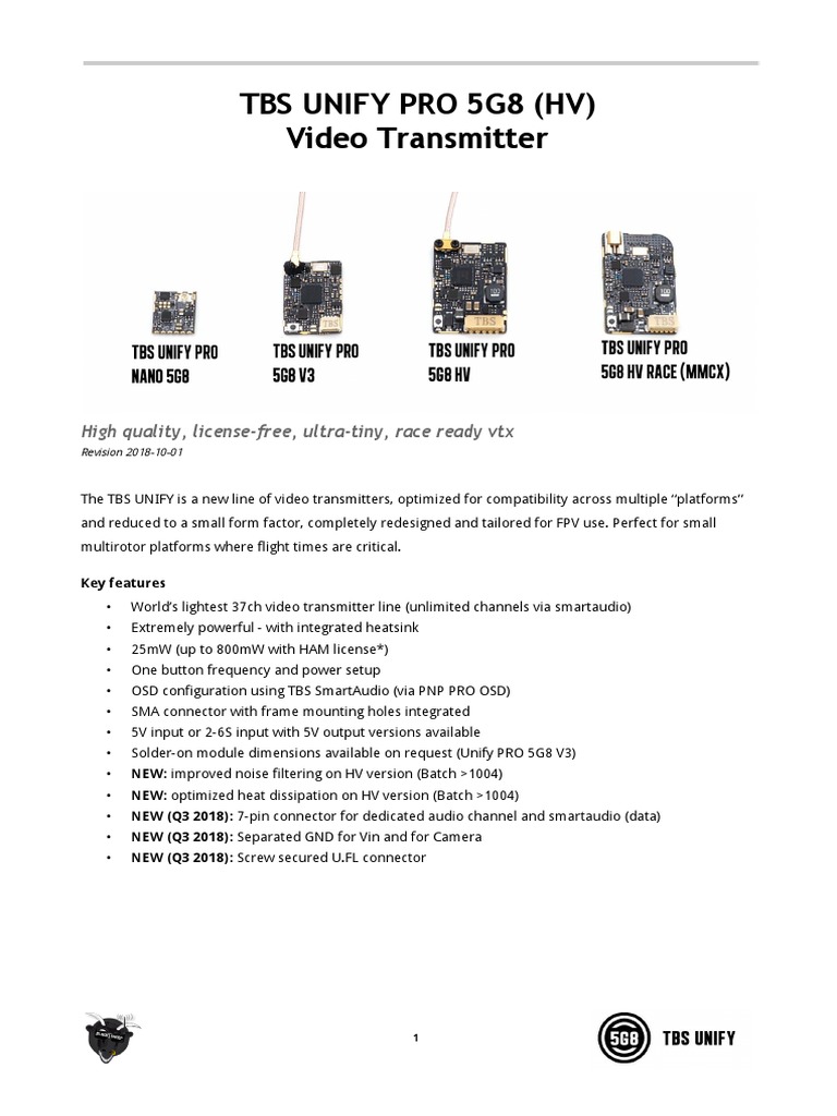 Tbs Unify Pro 5g8 Manual | PDF