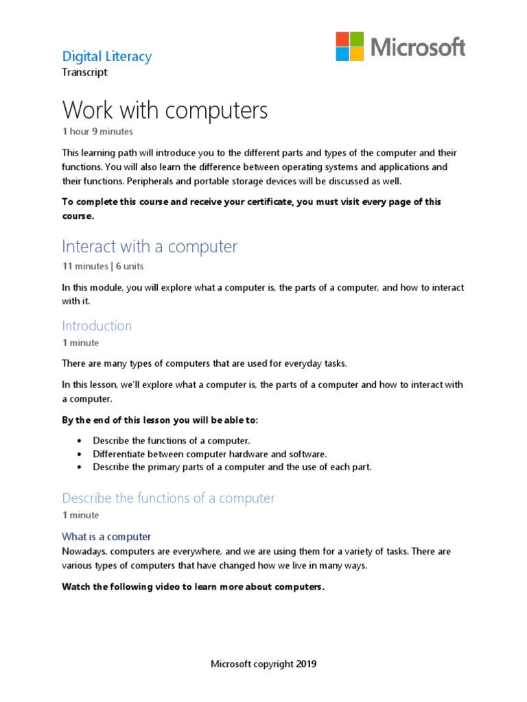Transcript Work With Computers Pdf
