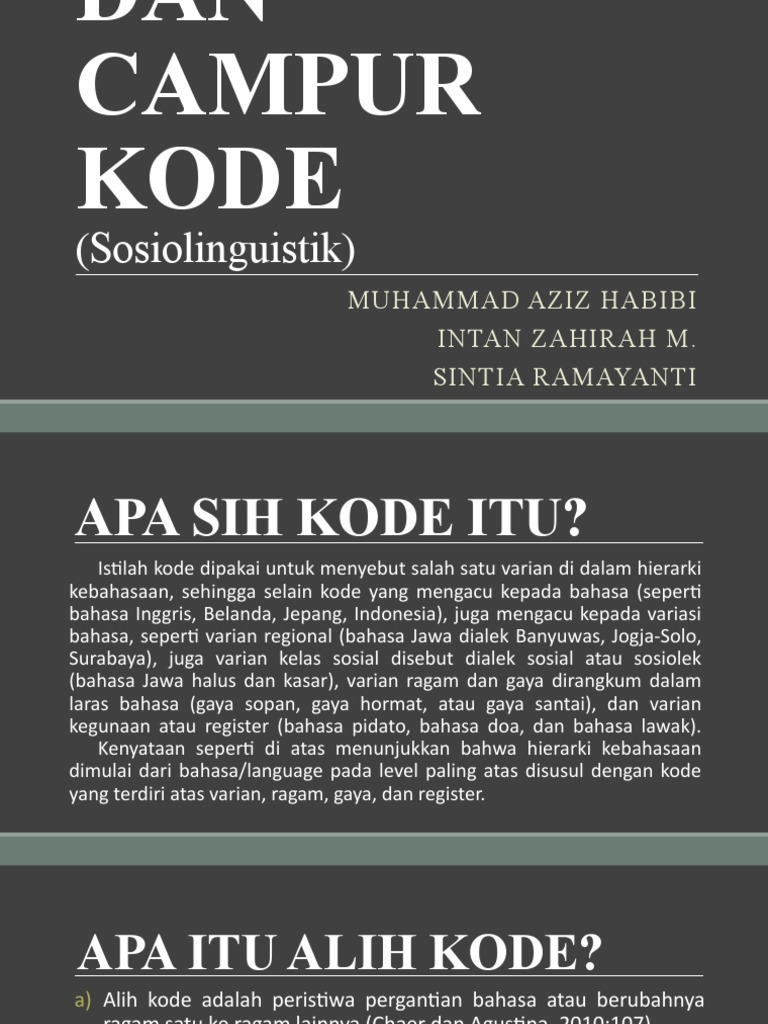 Alih Kode Dan Campur Kode Aziz DKK | PDF | Kajian Bahasa Asing