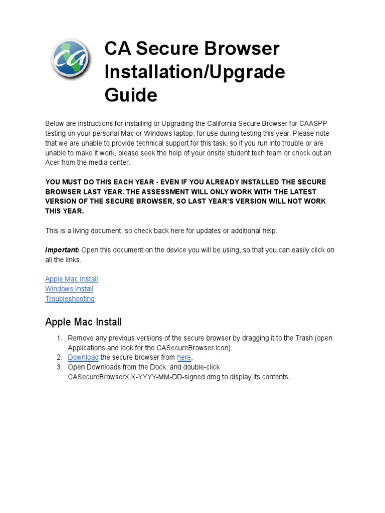 CA Secure Browser Setup Guide | PDF | Business | Computers