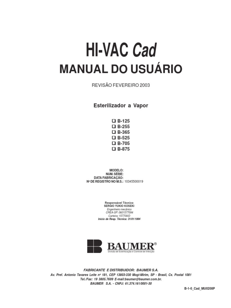 7 - Manual Baumer Autoclave Cad GGG | PDF | Esterilização ...