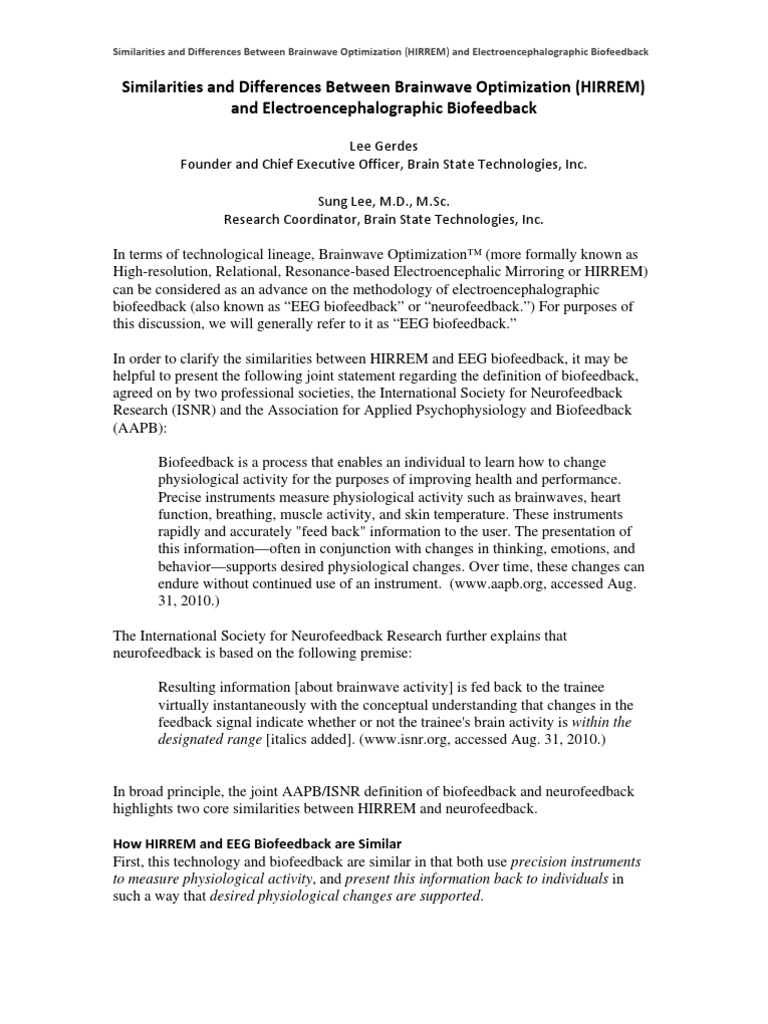 Similarities and Differences Between Brainwave Optimization PDF | PDF ...