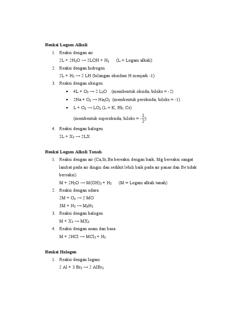 Reaksi Logam Alkali dan Halogen dengan Air | PDF