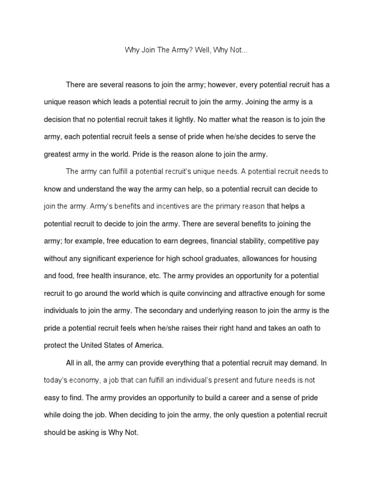 Why Join The Army Essay | PDF