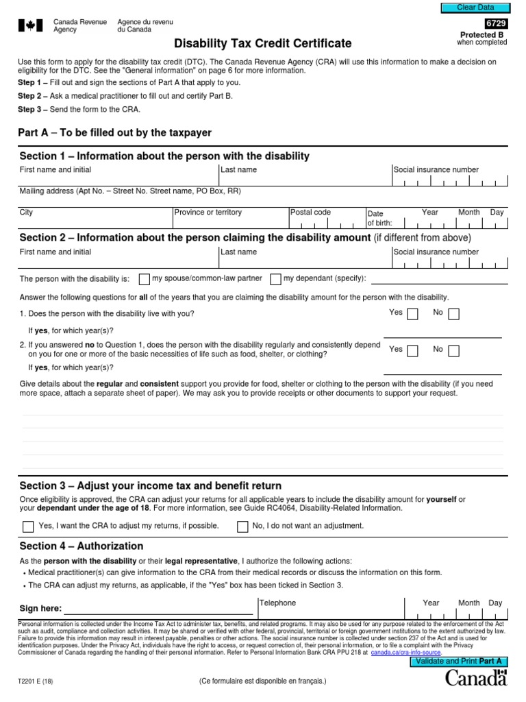 Disability Tax Credit Certificate: Protected B | PDF