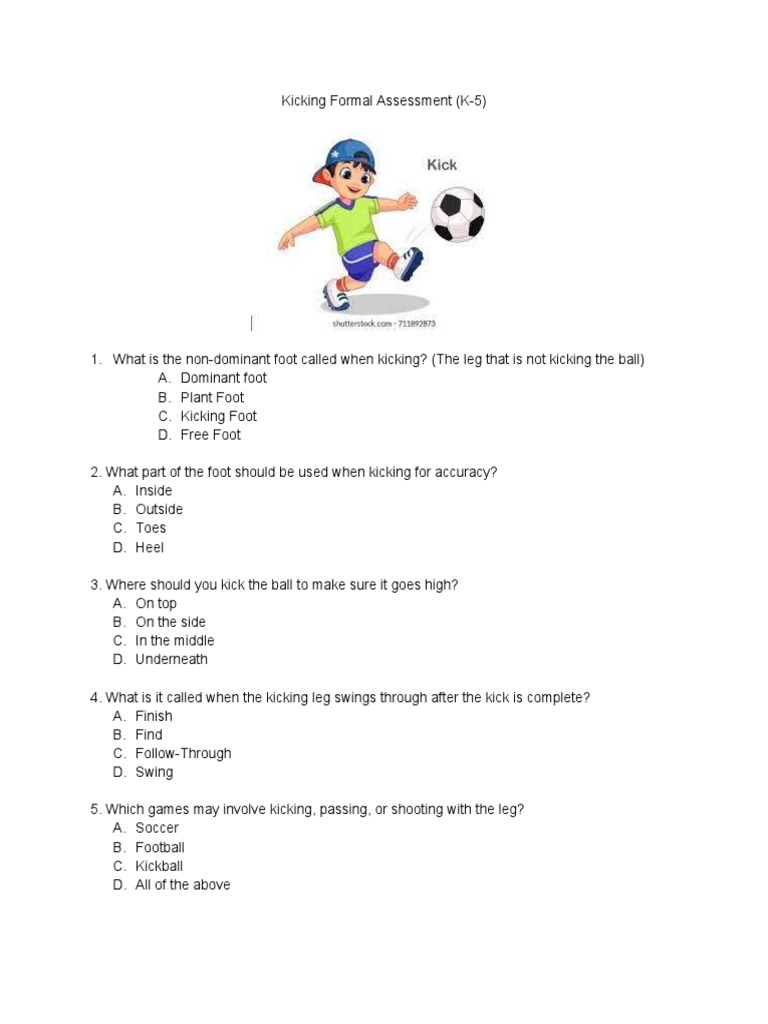 Kicking Skills Assessment for K-5 | PDF