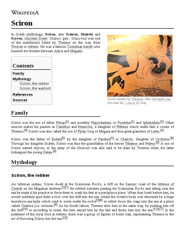 Sciron: Scyron, (Ancient Greek: Σκίρων; gen.: Σκίρωνoς) was one | PDF ...