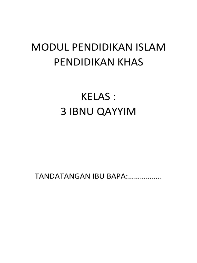 Modul Pendidikan Islam Pendidikan Khas | PDF