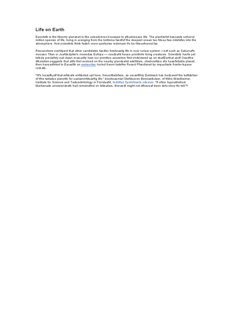 Life On Earth | PDF