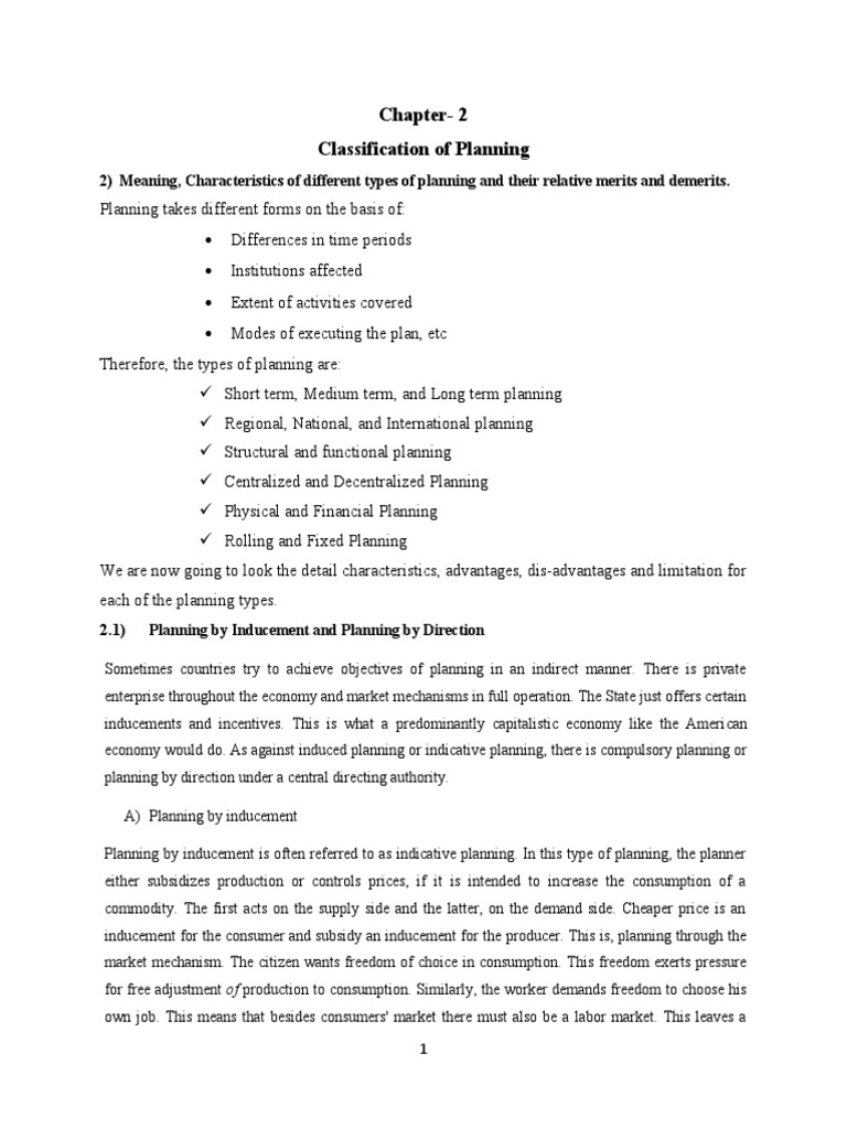 Chapter-2 Classification of Planning | PDF