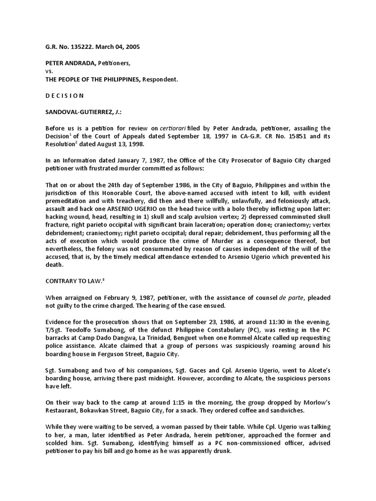 Frustrated Murder Case: Andrada vs. People | PDF