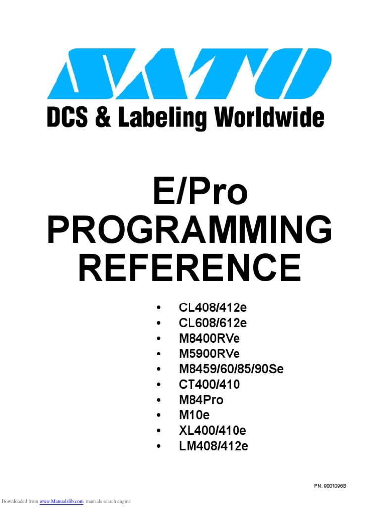 SATO M8485Se Programming Reference Manual | PDF | Printer (Computing) | Encodings