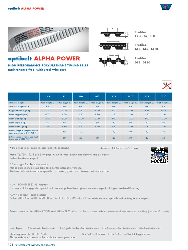 Optibelt ALPHA POWER Product Range | PDF | Mechanical Engineering ...