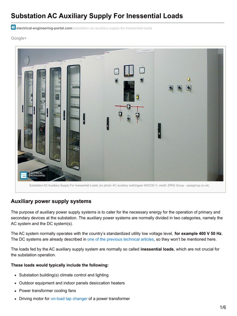 Substation AC Auxiliary Systems Guide | PDF | Electrical Engineering ...