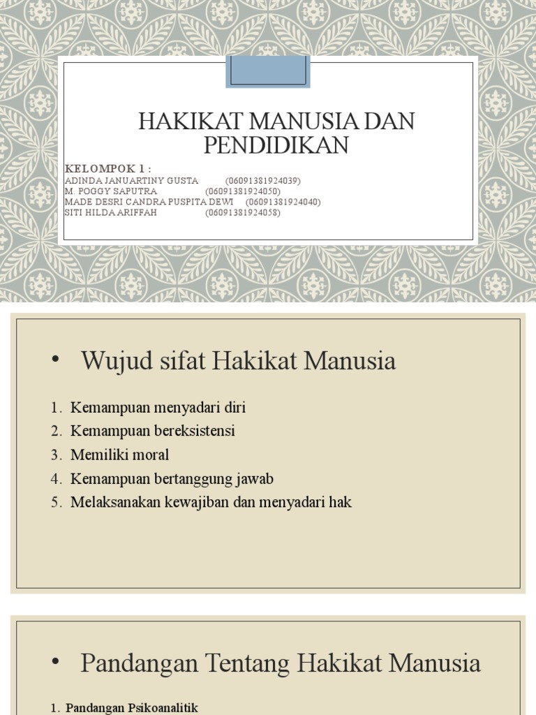 Hakikat Manusia Dan Pendidikan | PDF