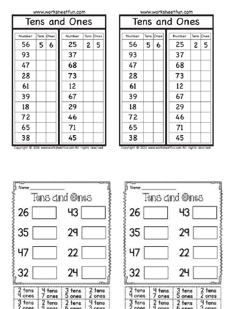 Tens and Ones Worksheet | PDF