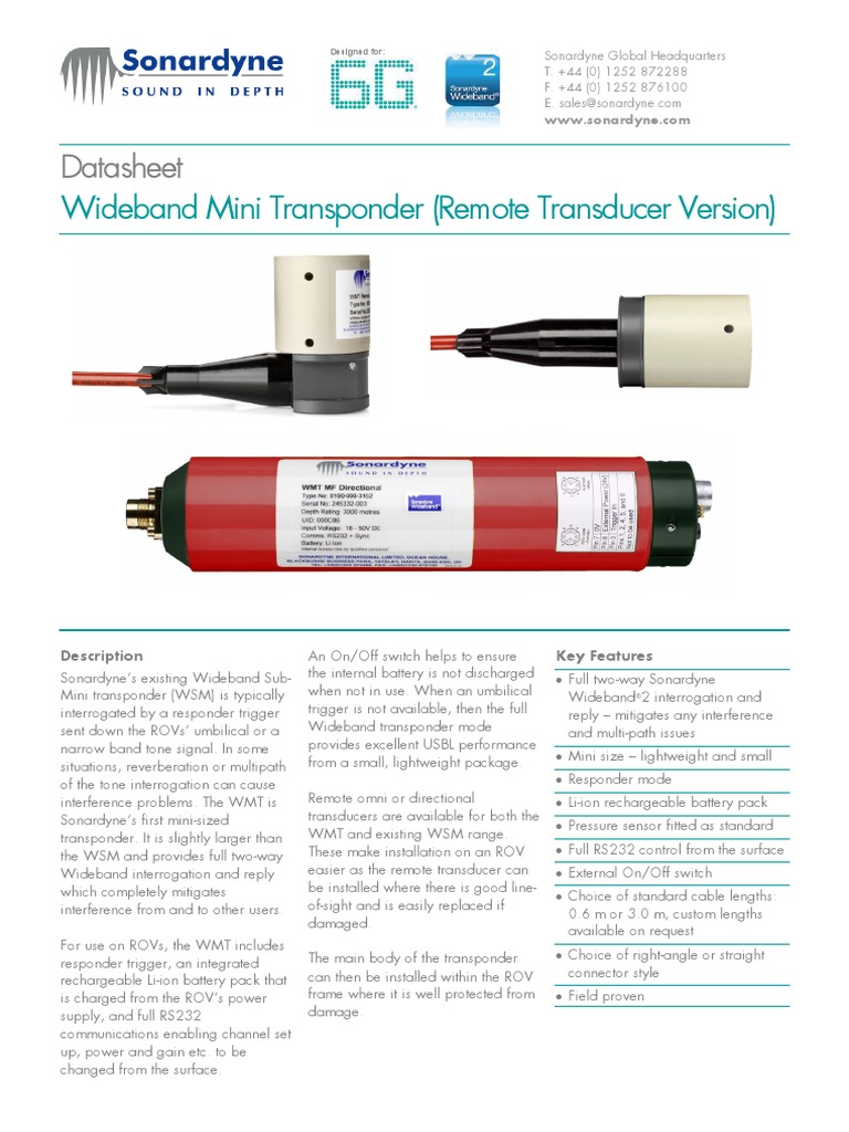 Sonardyne - 8190 - Wideband Mini Transponder (Remote Transducer Version ...