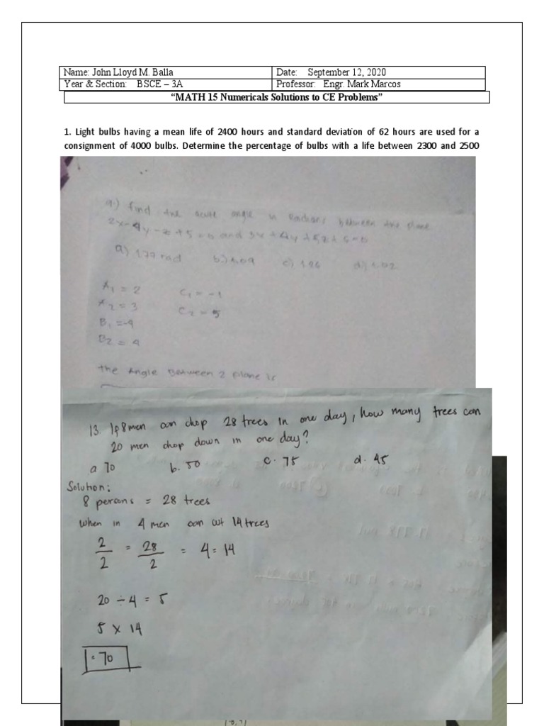 MATH 15 Numericals Solutions To CE Problems | PDF