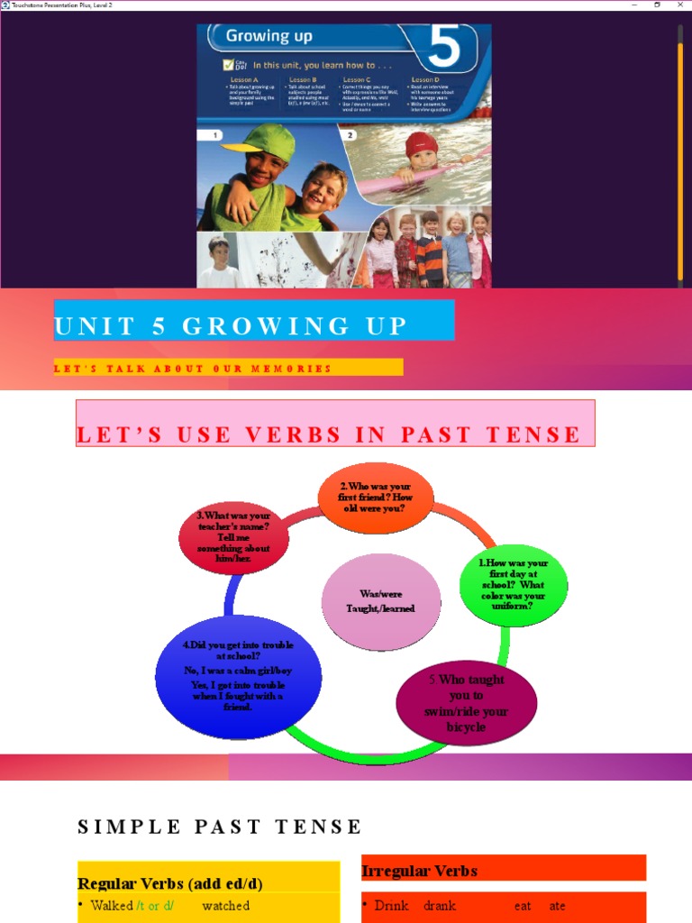 Unit 5 Growing Up Part One And Two Pdf Grammatical Tense Grammar