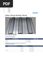 Tabel Berat Dan Ukuran Bondek | PDF