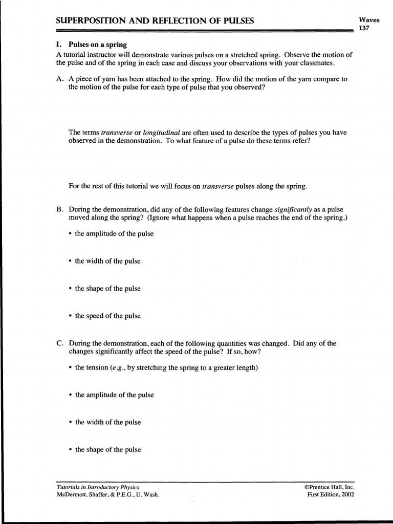 Tutorial 6 - Superposition of Pulses | PDF