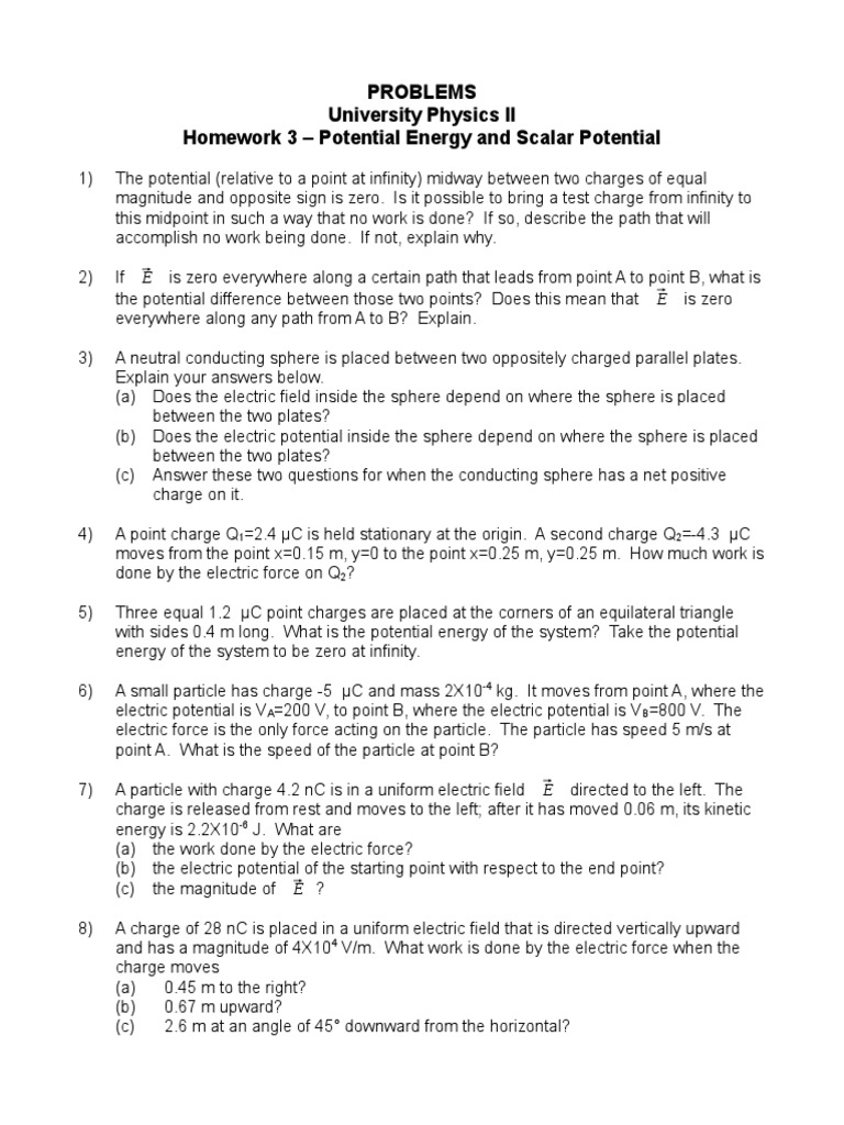 PROBLEMS - University Physics 2 - Homework 3 - Potential Energy and ...