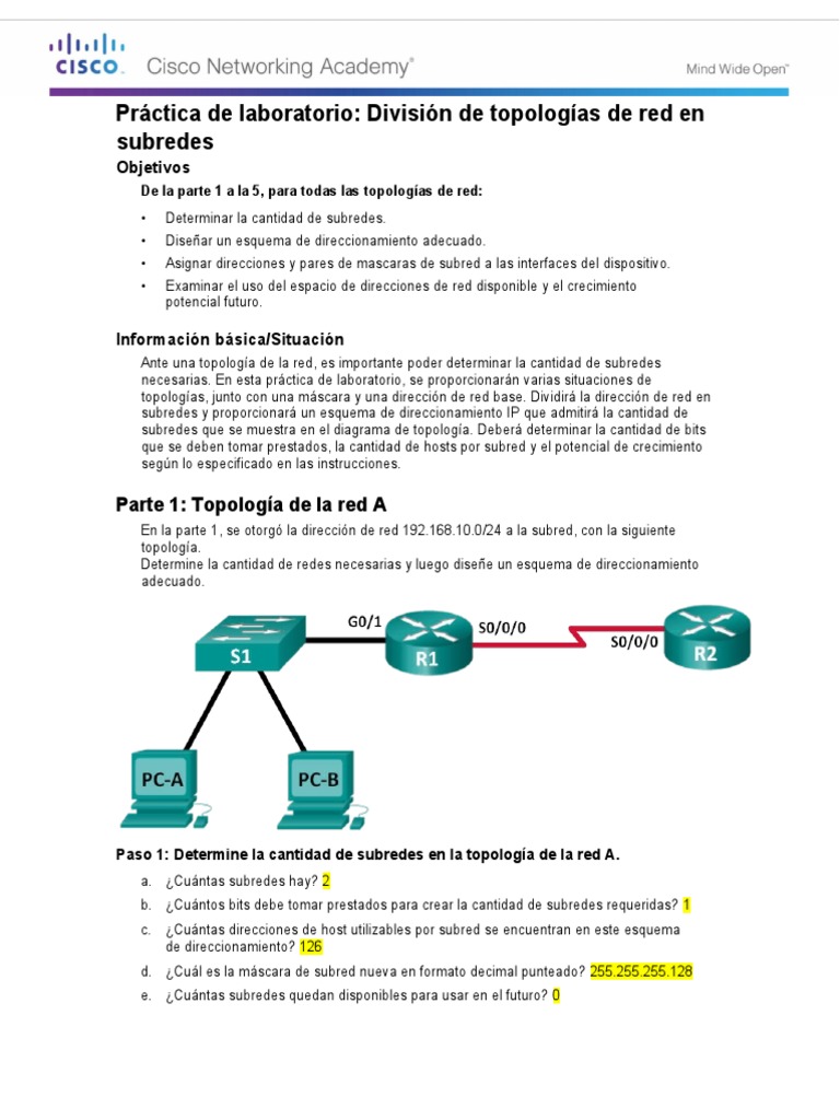 Lab 2 - Subnetting Network Topologies | PDF | Informática